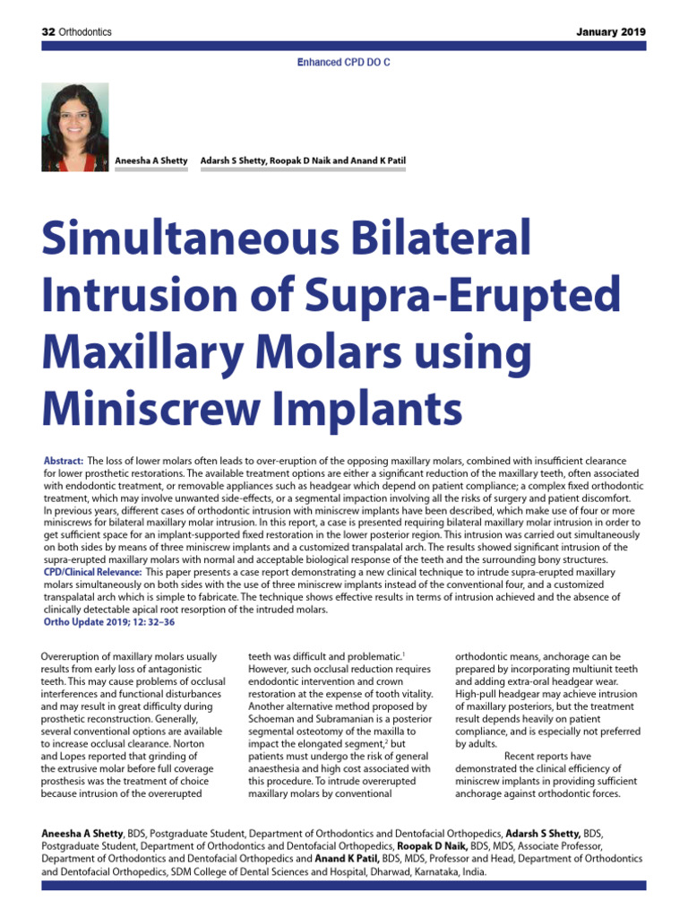 Bilateral Intrusion of Maxillary Molars | PDF | Dental Implant ...