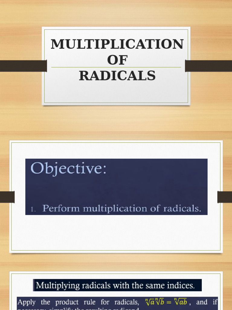 Multiplication of Radicals | PDF