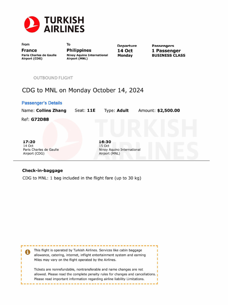 Collins Zhang CDG - MNL | PDF