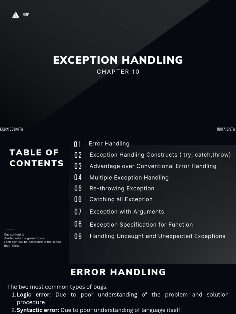 OOP - Chapter 10 Exception Handling | PDF | Parameter (Computer Programming) | Computer Programming