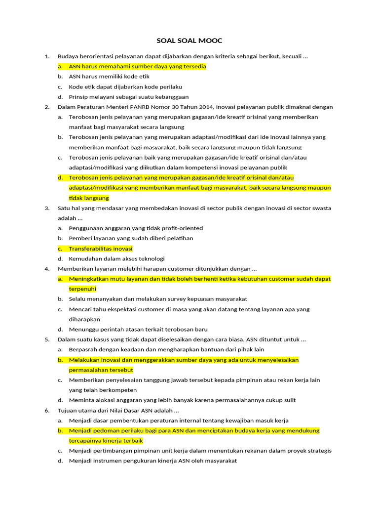 Bocoran Soal Mooc | PDF