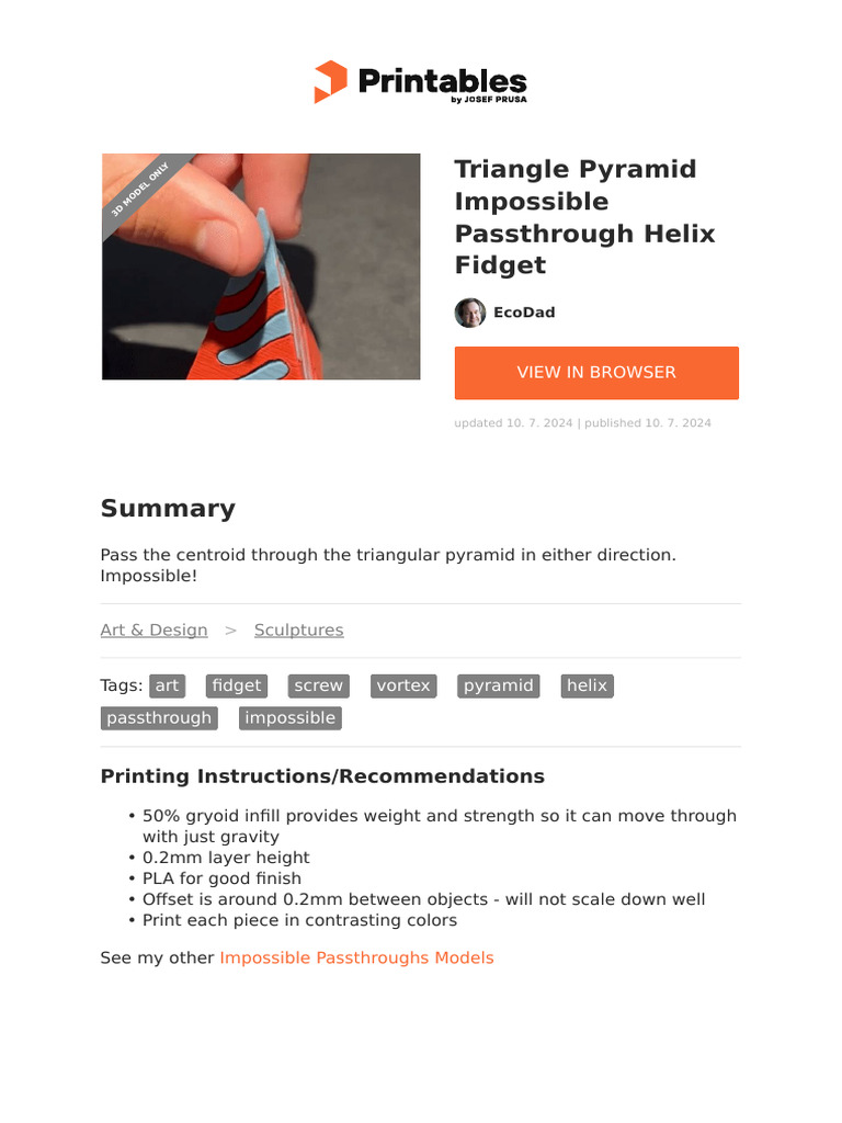 Impossible Triangle Pyramid STL | PDF