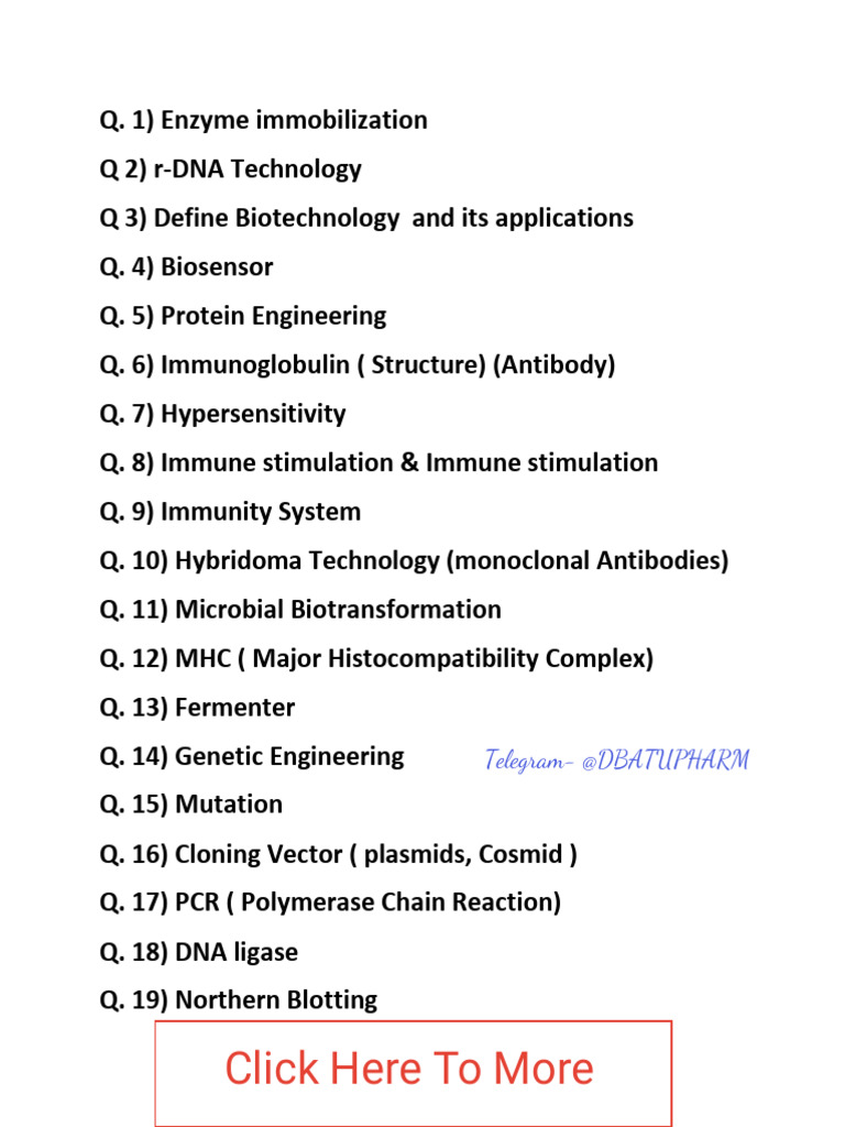 Biotech, QA, MC 3, Pco 3, 6th Sem IMP Question and Answer | PDF | Immune System | Biosensor