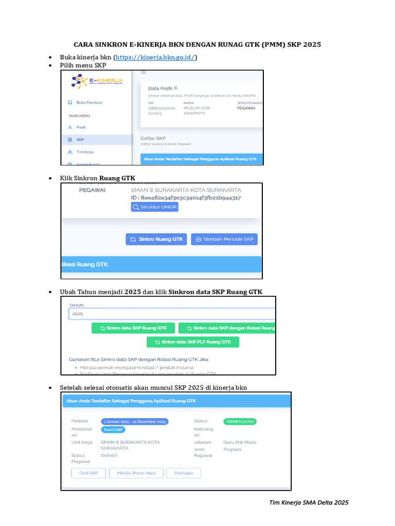 CARA SINKRON KINERJA BKN Dan RUANG GTK | PDF
