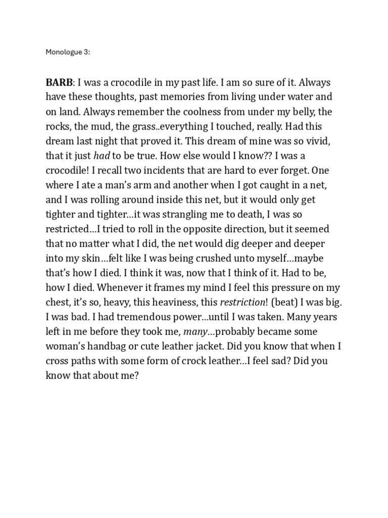 Monologue 3 | PDF