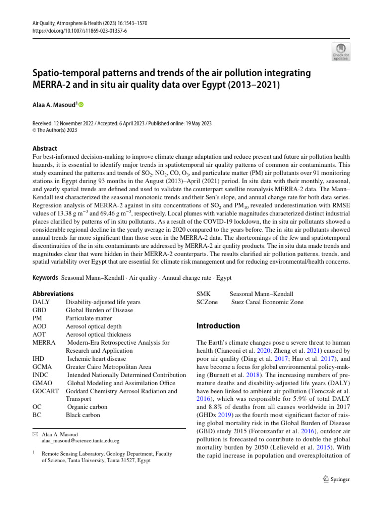 Spatio‑Temporal Patterns and Trends of the Air Pollution Integrating | PDF | Air Pollution ...