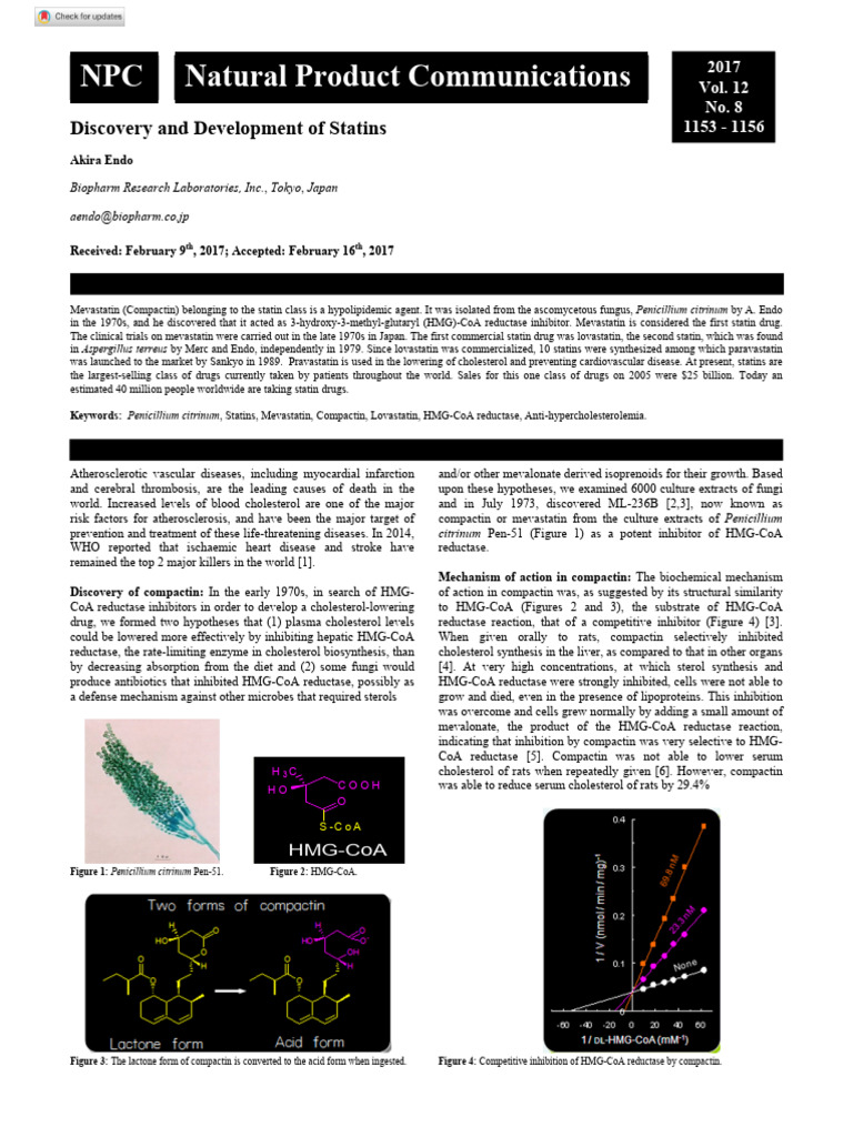 endo-2017-discovery-and-development-of-statins | PDF | Statin | Cholesterol