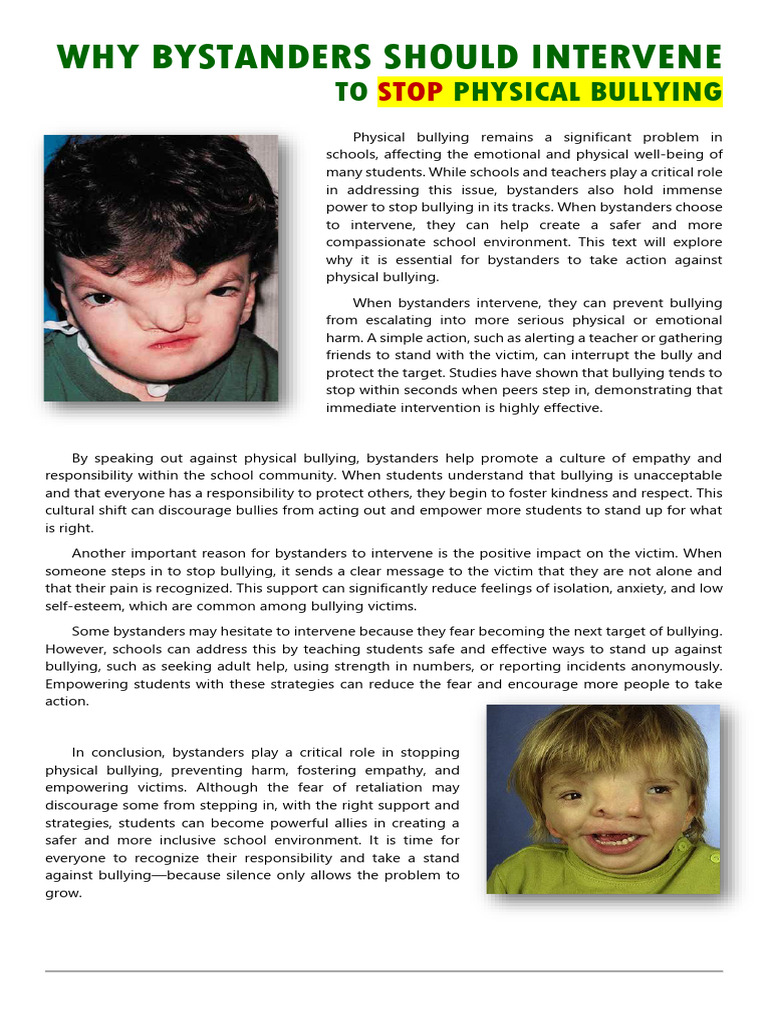 Why Bystanders Should Intervene To Stop Physical Bullying | PDF ...