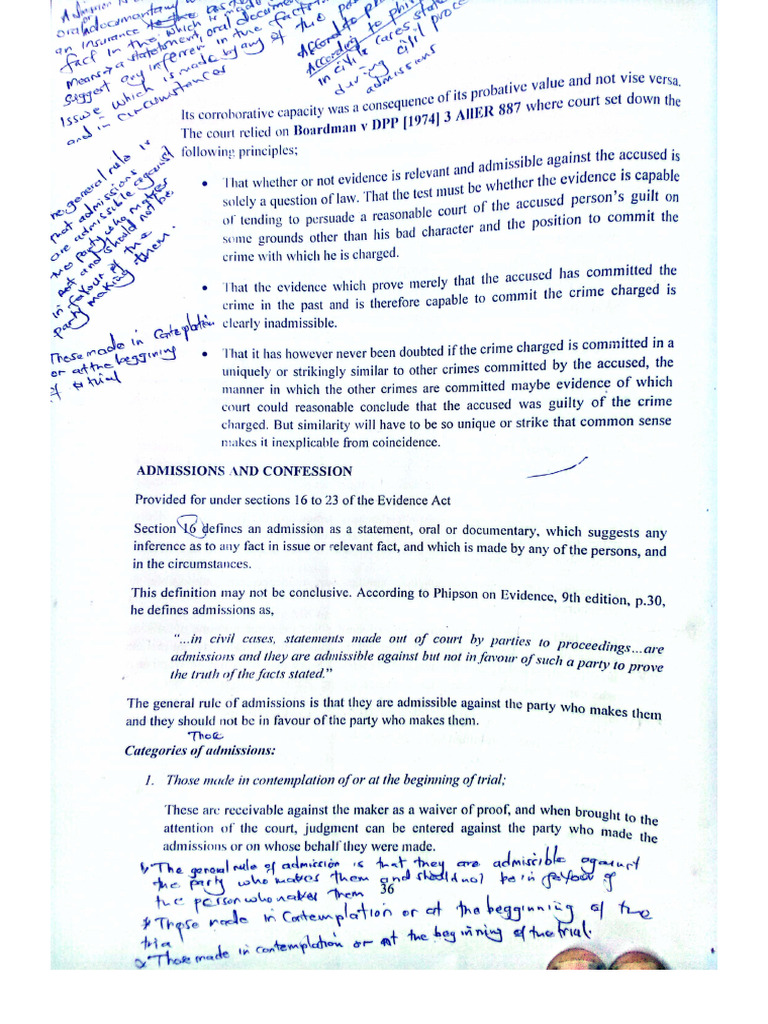 Law of Evidence Notes ... 1 | PDF