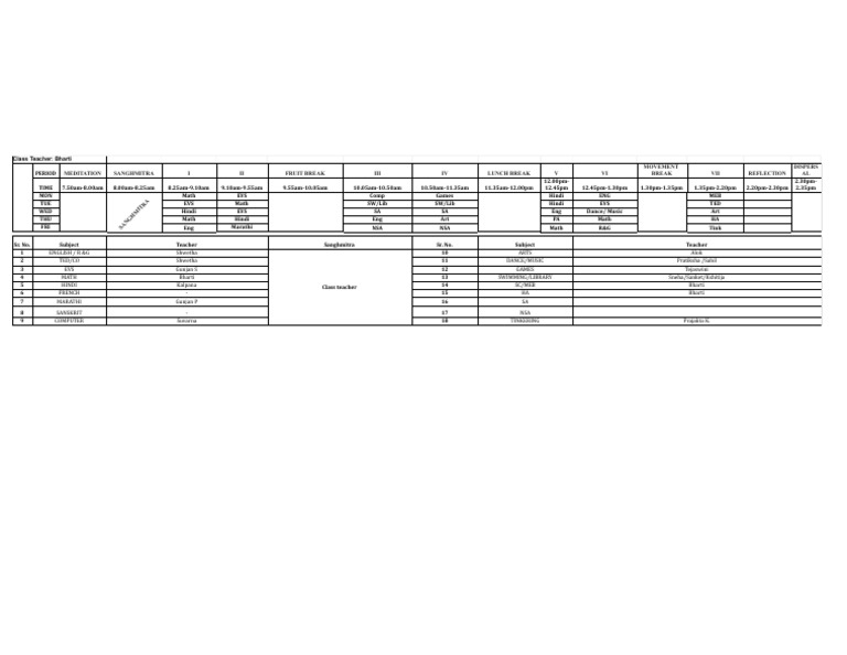 Updated Timetable - 2023-24 Grade 3 A | PDF | Languages Of India