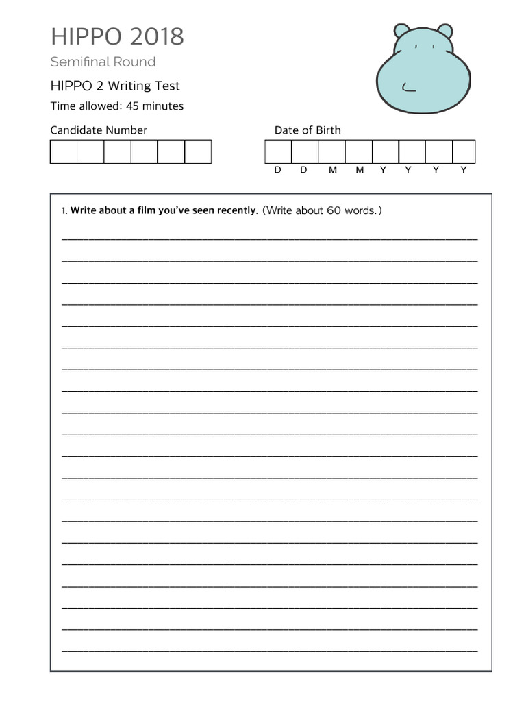 HIPPO Writing Test Guidelines 2018-2019 | PDF