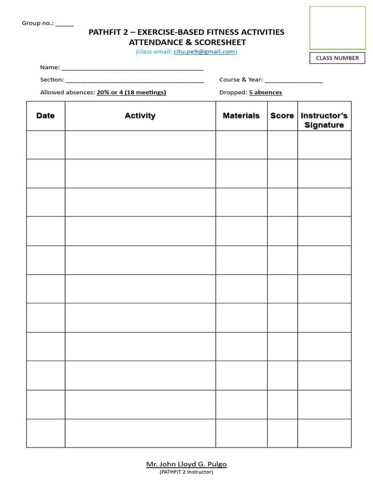 PE-2-ATTENDANCE-SHEET | PDF