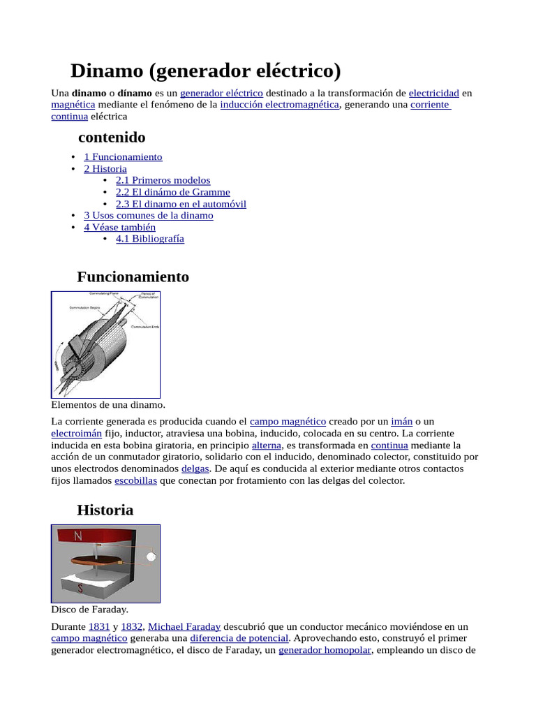 Historia Dinamo | PDF | Generador eléctrico | Electricidad