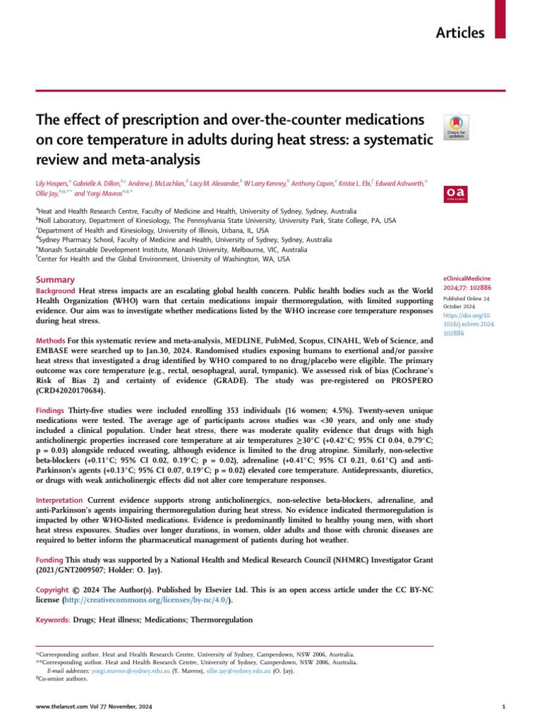 The effect of prescription and over-the-counter medications on core temperature in adults during ...