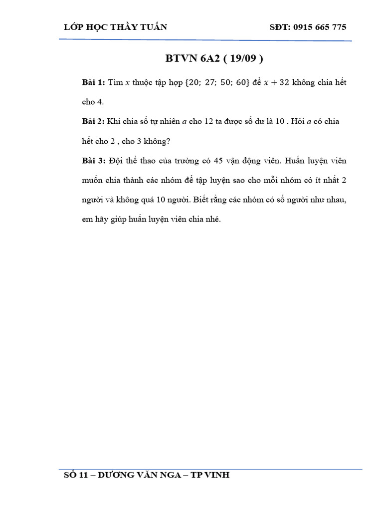 BTVN 6A2 19.09 | PDF