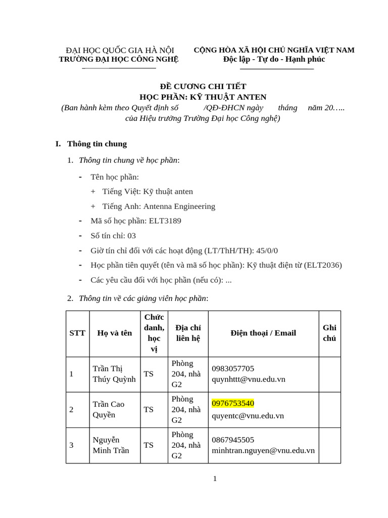 2024 - ELT3189 - Kỹ thuật anten - v4 | PDF