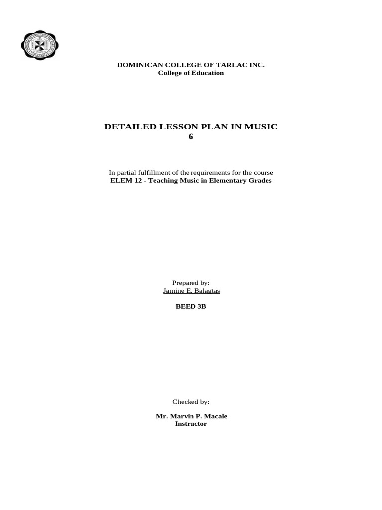 Grade 6 Music Lesson Plan: Time Signatures | PDF | Learning | Rhythm