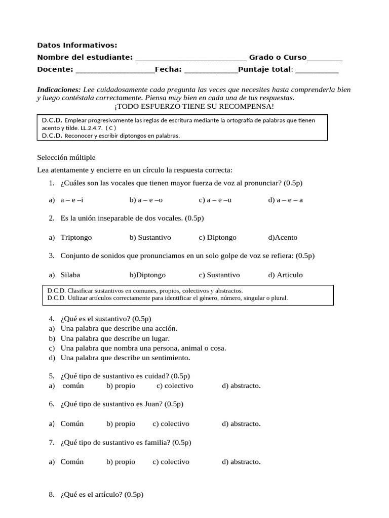 3_EXAMEN | PDF | Sustantivo | Palabra