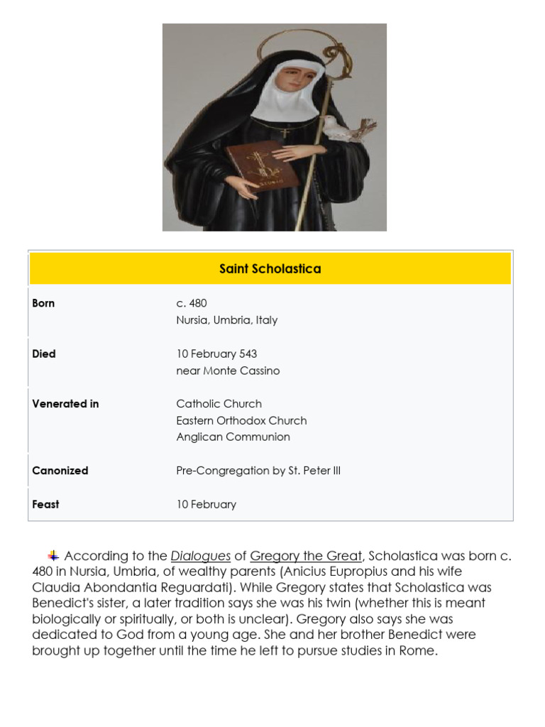 St. Scholastica | PDF