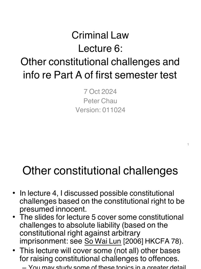 Criminal Law 2024-25 Lecture 6 | PDF