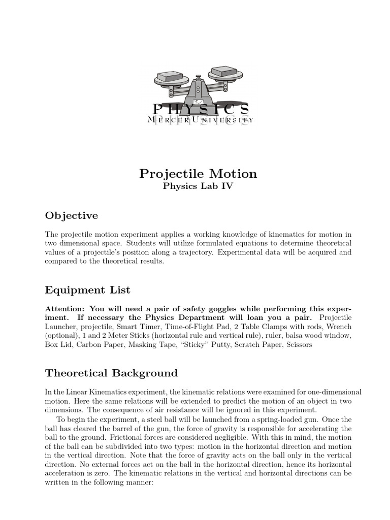 Projectile Motion (121 F06) | PDF | Force | Applied And Interdisciplinary Physics