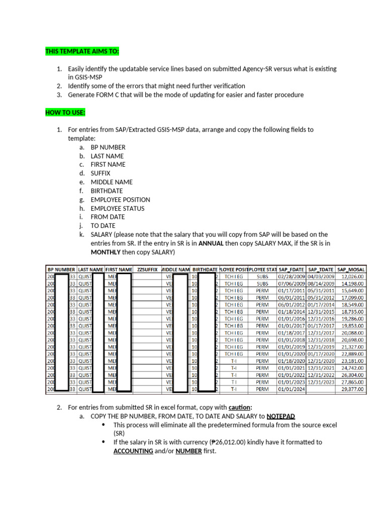 6 User Guide - MSP-SR To Form C Template | PDF | Microsoft Excel | Computing