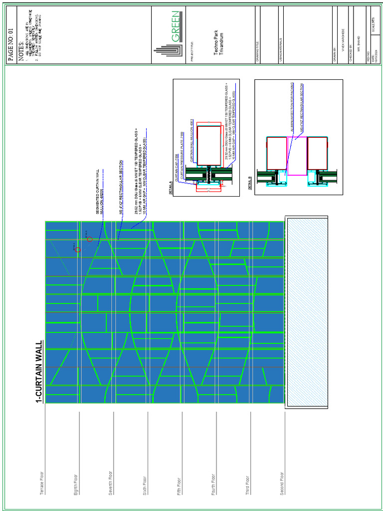 Glass Wall and Facade Details Drawing | PDF | Door | Architectural Elements