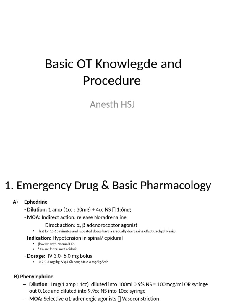 Basic OT Knowledge (Compiled) | PDF | Acetylcholine | Anesthesia