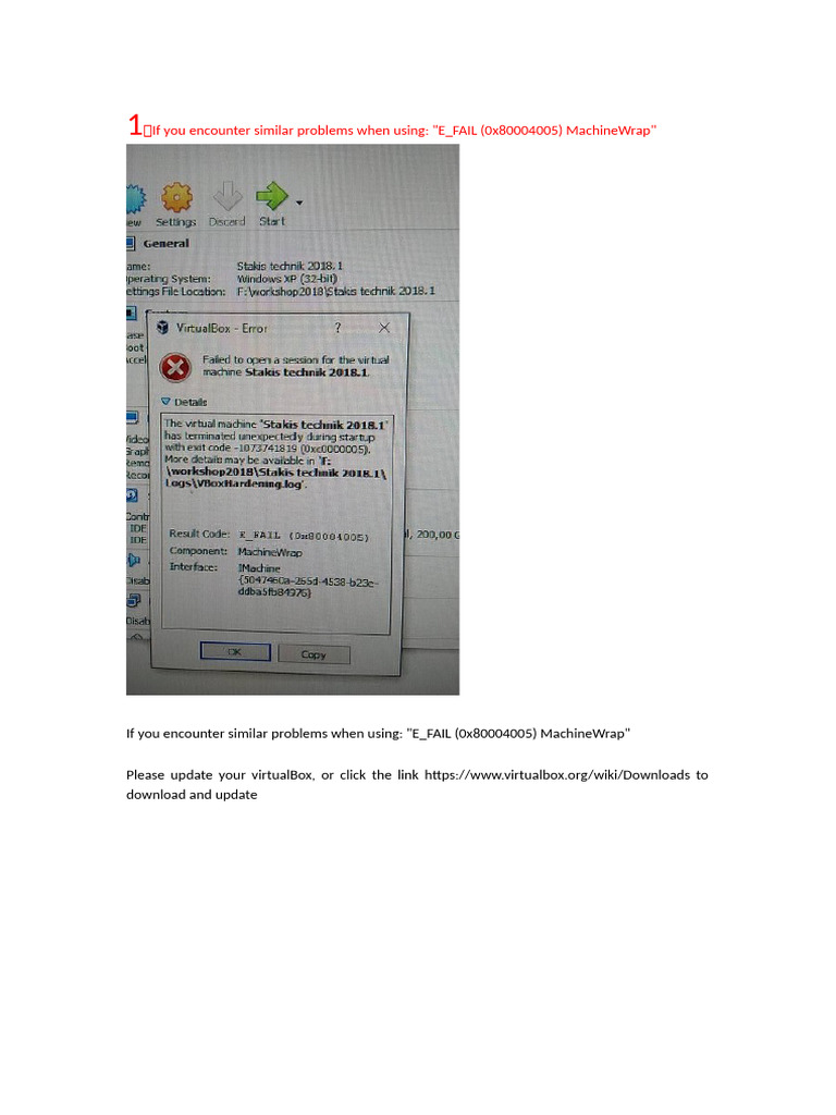 Resolving VirtualBox E_FAIL Errors | PDF