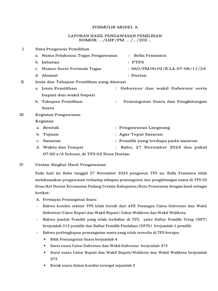 Form A Pemilihan TPS 02 | PDF