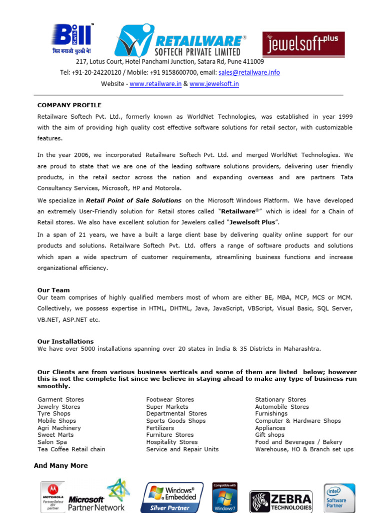 Retailware Company Profile | PDF | Software | Computing