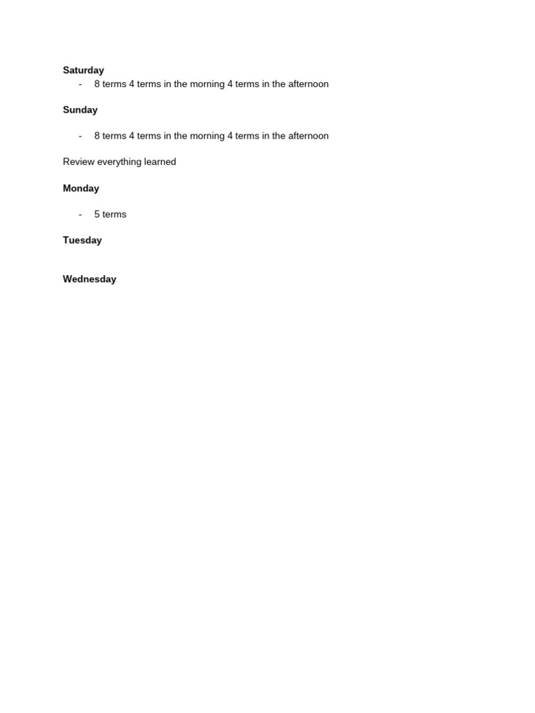 Study Plan For Mid-Term | PDF