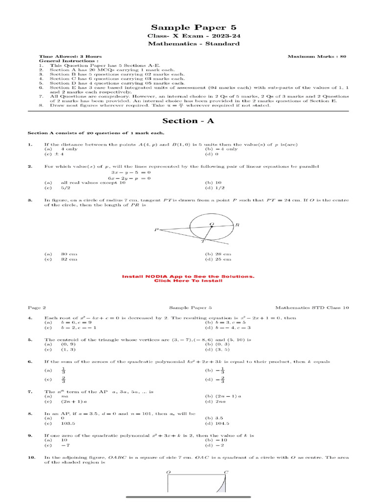STD Maths Que Paper5 | PDF