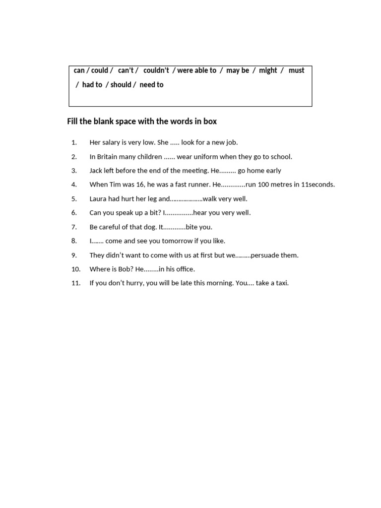 Modals Exercise 1 | PDF