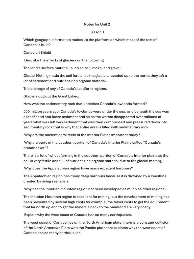 Notes For Grade 9 Unit 2 Canadian Geography Test | PDF | Climate Change ...