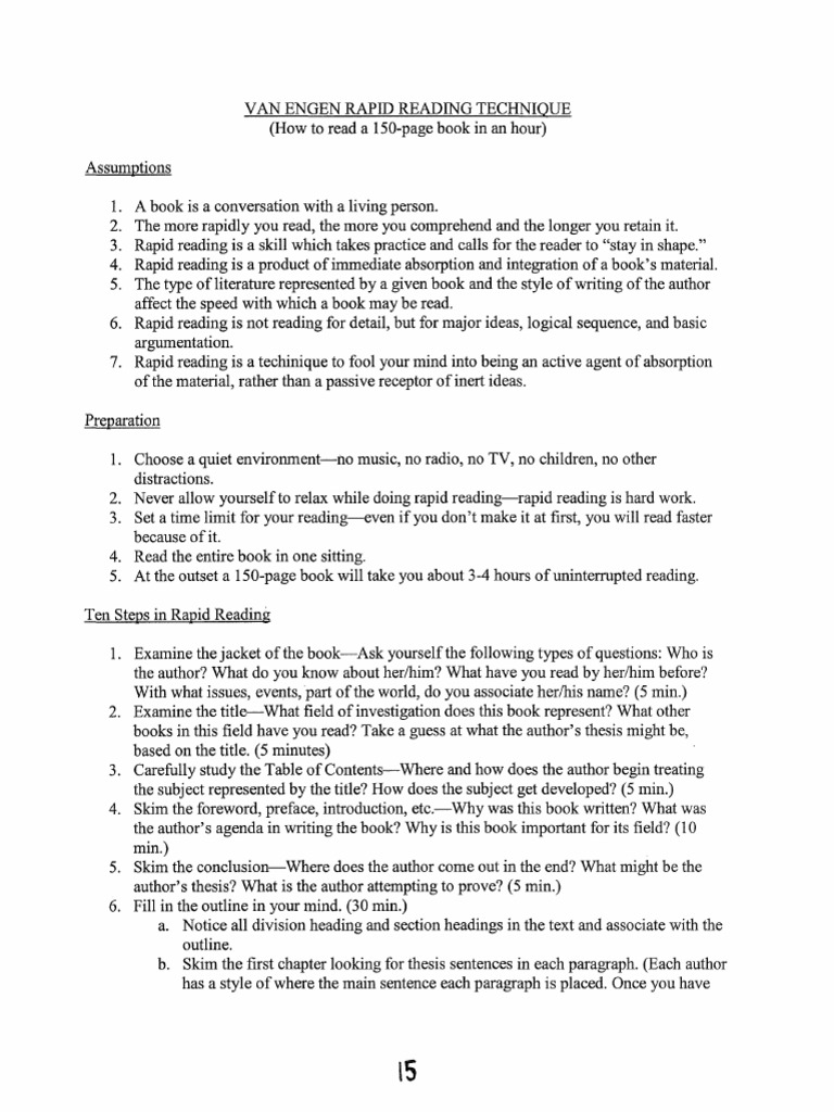 Rapid Reading Technique | PDF