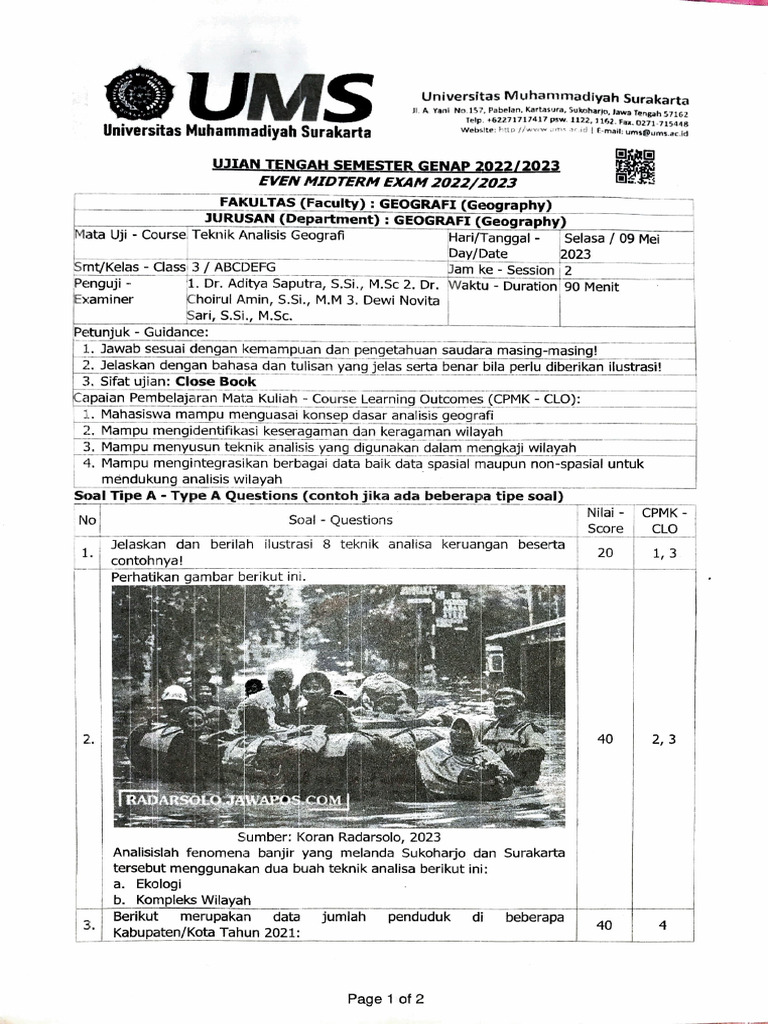 UTS - Teknik Analisis Geografi 2022 | PDF