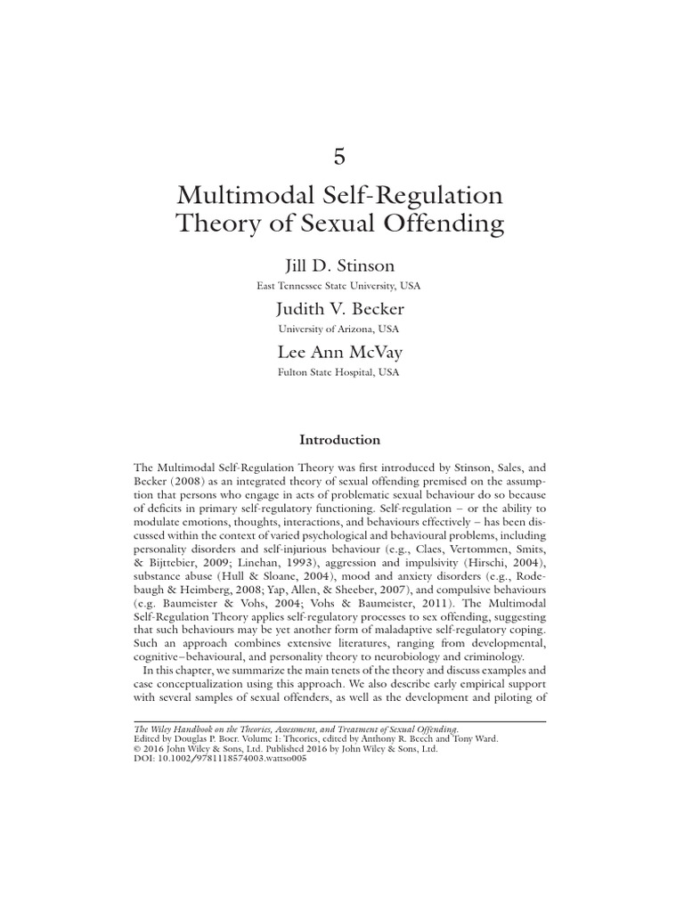 5 - Multimodal Self-Regulation Theory of Sexual Offending | PDF | Emotional Self Regulation ...