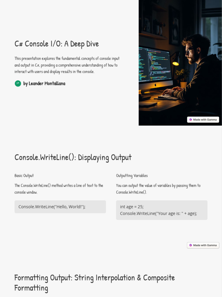 C Console IO A Deep Dive | PDF | C Sharp (Programming Language) | Software Engineering