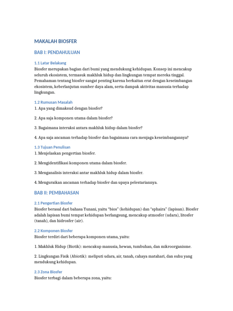 Makalah Biosfer | PDF