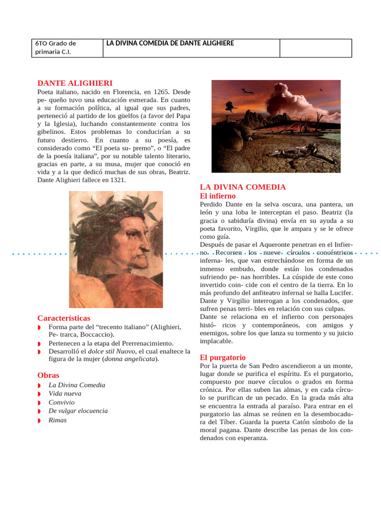 La Divina Comedia de Dante Alighieri | PDF | Divina Comedia | Infierno ...