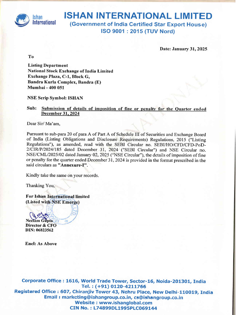 ISHANPenalty Imposed | PDF | Market (Economics) | Knowledge Economy