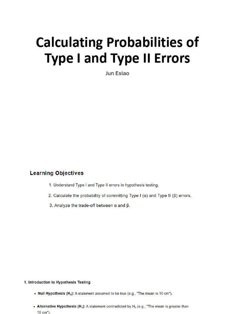 Calculating-Probabilities-of-Type-I-and-Type-II | PDF