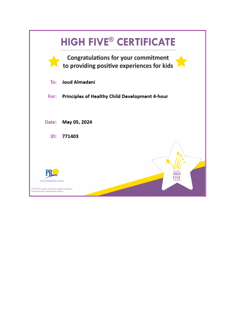 High Five Certification | PDF