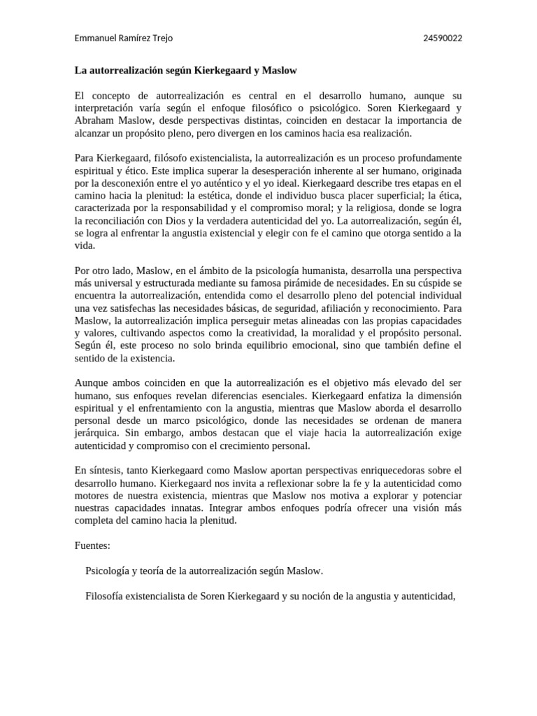 Autorrealización: Kierkegaard y Maslow | PDF | Søren Kierkegaard ...