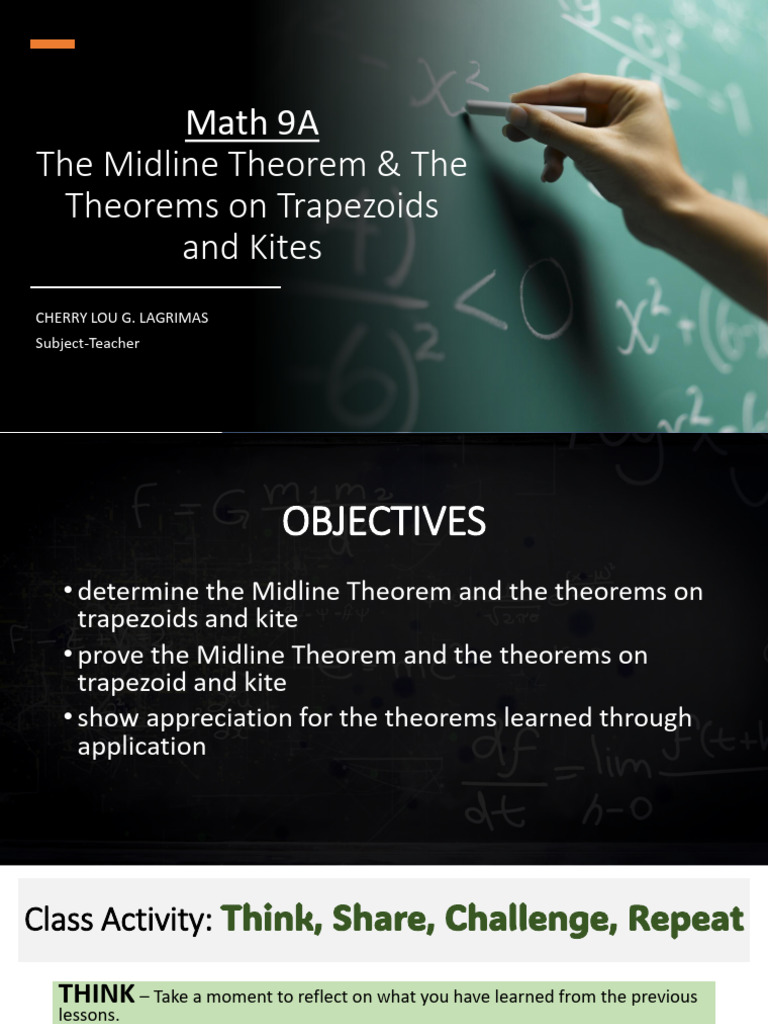 STUDENTS - Math 9A - The Mdiline Theorem Theorems On Trapezoids and ...
