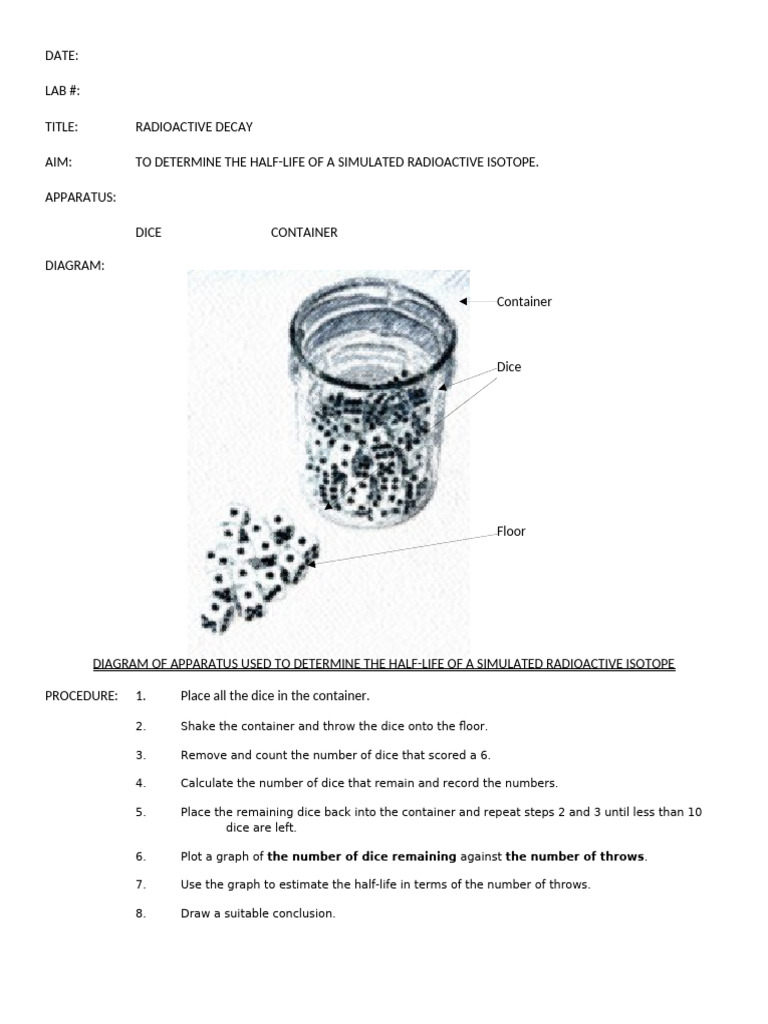 Half-Life Determination Using Dice | PDF | Nuclear Chemistry | Nuclear ...