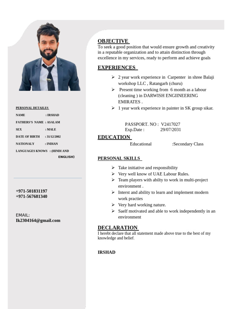 Irshad CV | PDF