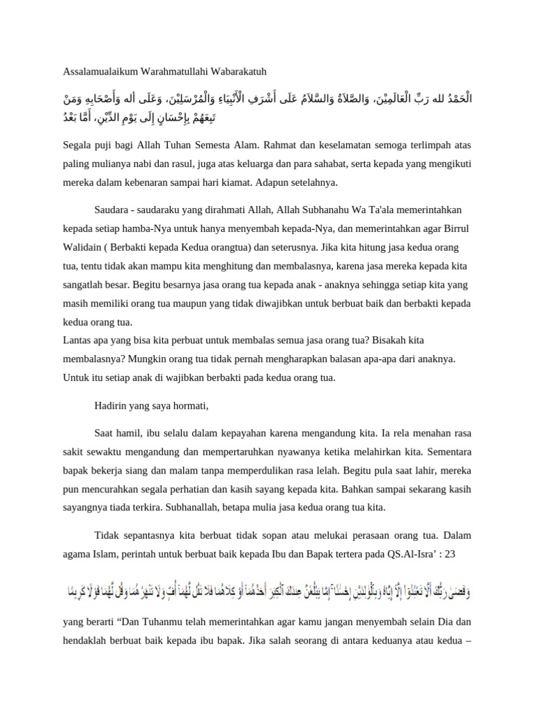 Pidato Birrul Walidain | PDF