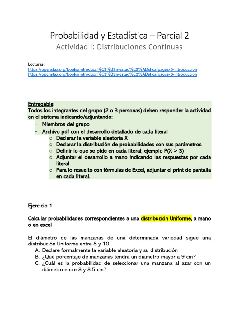 P2 Actividad 1 Normal Uniforme | PDF | Distribución normal | Probabilidad